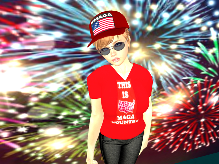 Second Life Marketplace - MAGA Country-Ladies v-neck shirt & cap