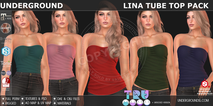 Second Life Marketplace - [UG TRU] LINA TUBE TOP PACK (DAE) - FULL PERM