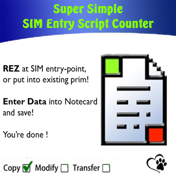 Second Life Marketplace - Super Simple! SIM Entry Script Counter