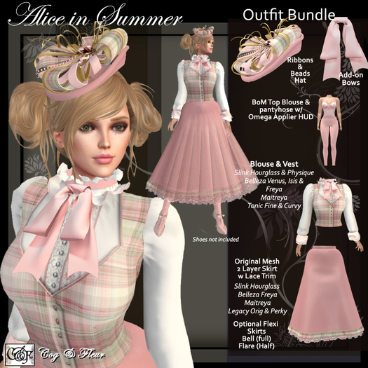 Second Life Marketplace - C&F Alice in Summer Outfit Bundle - PINK
