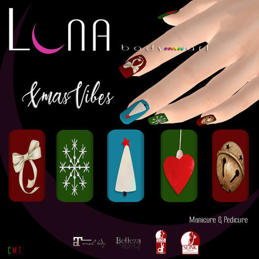 Second Life Marketplace - .::LUNA::. Body Art - Xmas Vibes - Nails