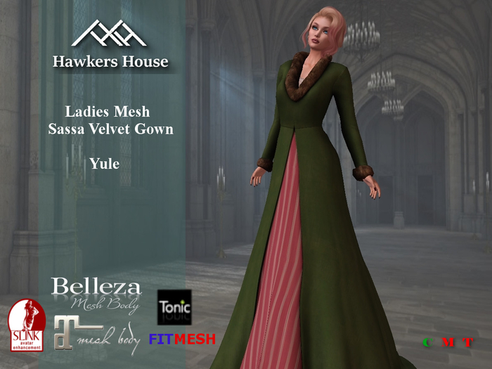 Second Life Marketplace - *HH* Ladies Mesh Sassa Velvet Gown Yule