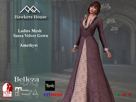 Second Life Marketplace - *HH* Ladies Mesh Sassa Velvet Gown Amethyst