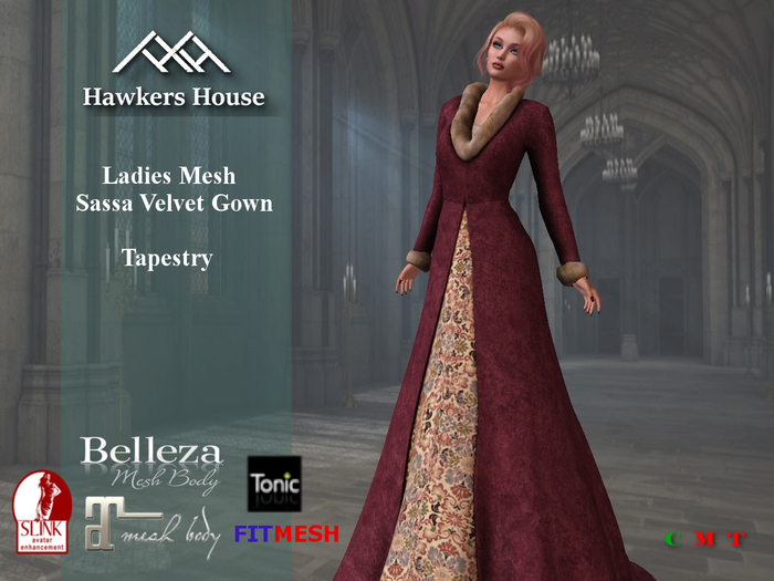 Second Life Marketplace - *HH* Ladies Mesh Sassa Velvet Gown Tapestry
