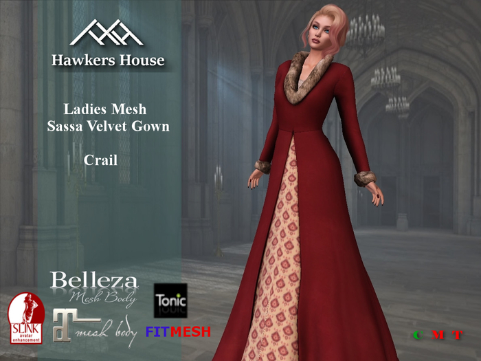 Second Life Marketplace - *HH* Ladies Mesh Sassa Velvet Gown Crail