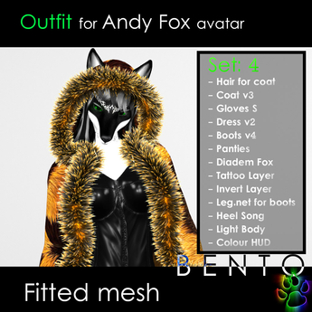 Second Life Marketplace - Furry Andy - Outfit for Andy Fox avatar (set:4)