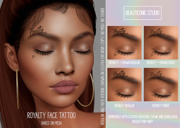 Second Life Marketplace - [BS] ROYALTY FACE TATTOO (BOM/EVOX)