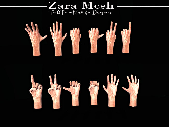 Second Life Marketplace - Zara Mesh - Hands Set - FULL PERM MESH