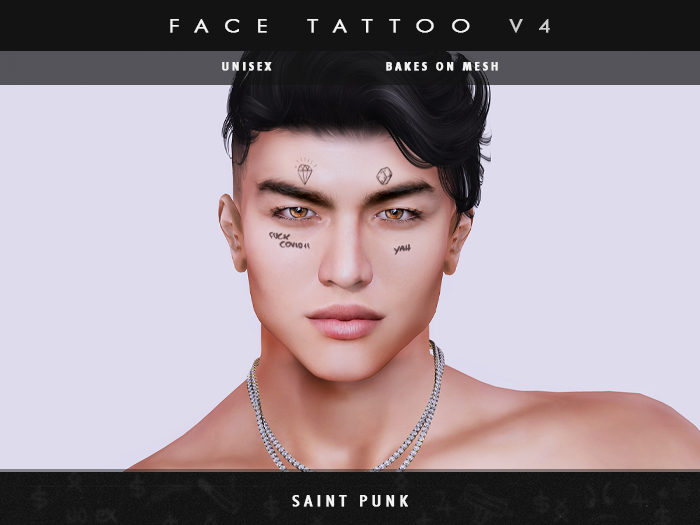 Second Life Marketplace - [Saint Punk] - Face Tattoo v4 (UNISEX) (BOM)