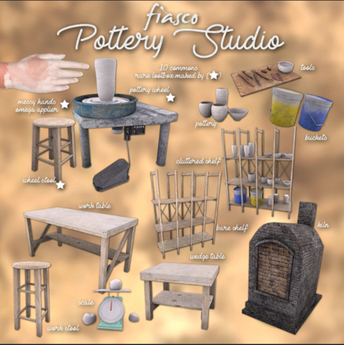 Second Life Marketplace - Fiasco - Pottery Studio Work Table