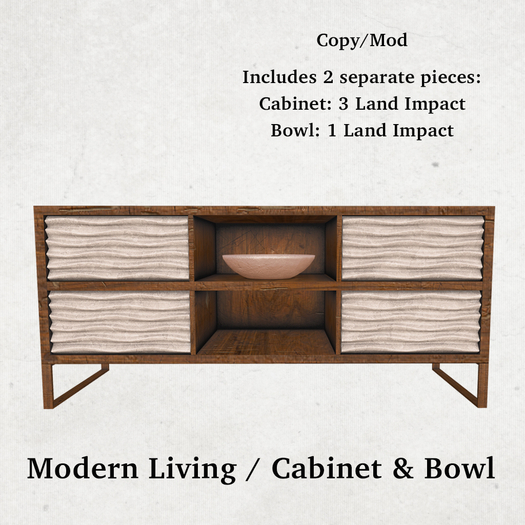 Second Life Marketplace - DISORDERLY. / Modern Living / Cabinet & Bowl