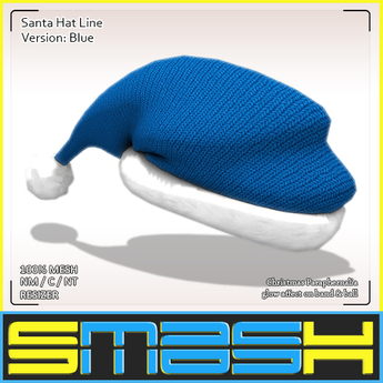 Second Life Marketplace - SMASH - Santa Hat (Blue)