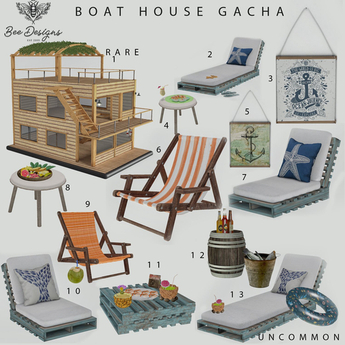 Second Life Marketplace - Bee Designs Boat House gacha 1 RARE