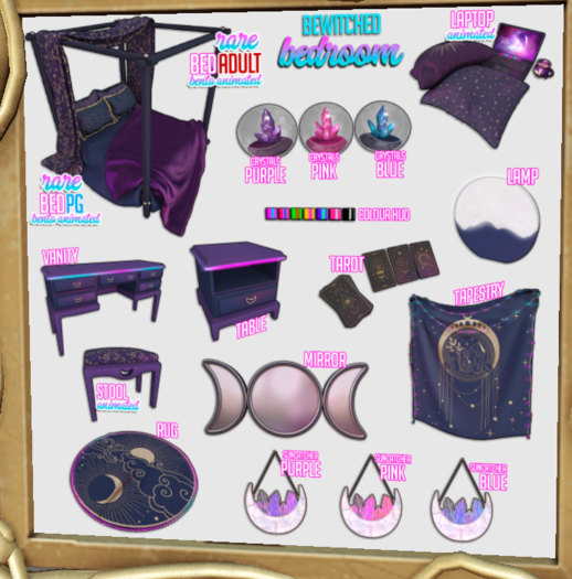 Second Life Marketplace - [Kres] Bewitched Bedroom - Bed - PG - RARE