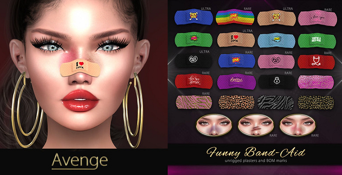Second Life Marketplace - [Avenge] Fashion Band-aid - Silver Zebra