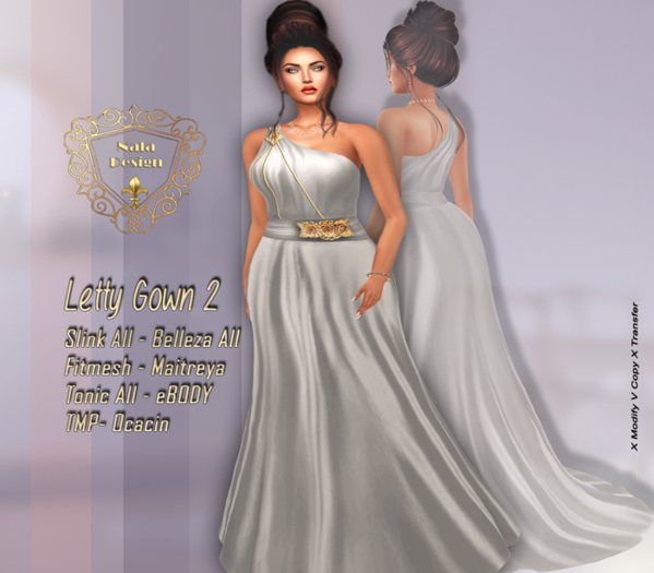 Second Life Marketplace - Nala Design - Letty Gown White Updated - Mesh ...