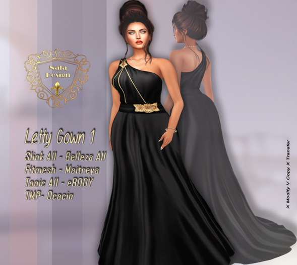Second Life Marketplace - Nala Design - Letty Gown Black Updated - Mesh ...