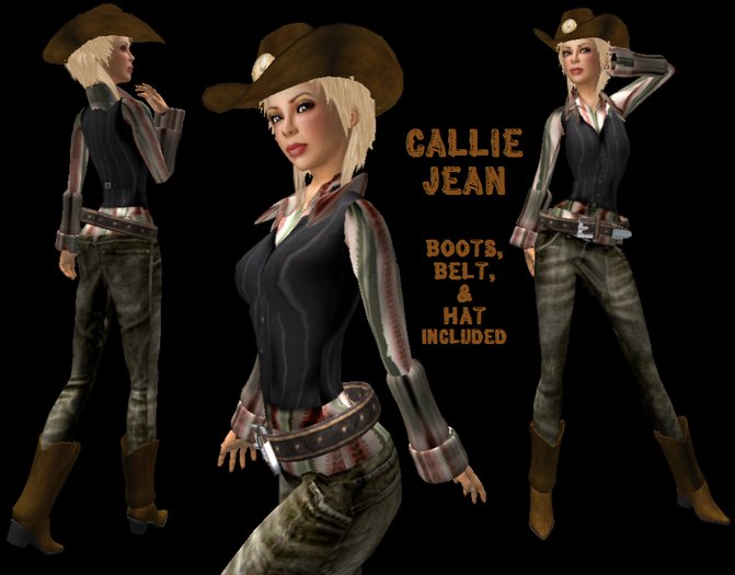 Second Life Marketplace - Cowgirl Callie Jean Comes with Hat Boots Belt ...