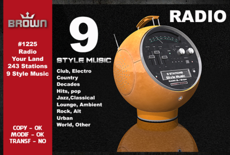 Second Life Marketplace - 1225 Radio Your Land 243 Stations 9 Style Music