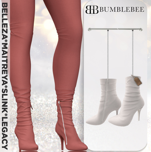 Second Life Marketplace - Bumblebee - Jade Ankle Bootie - White