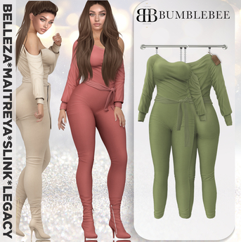 Second Life Marketplace - Bumblebee - Jade Belted Bodysuit - Kiwi