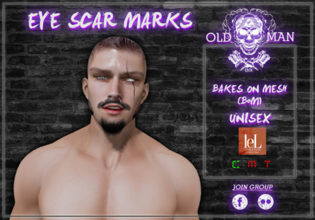 Second Life Marketplace - Old Man. Ink - Eye Scar Mark [UNISEX] [BoM Only]
