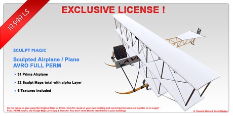 Second Life Marketplace - *Sculpt Magic* Plane Airplane AVRO FULL PERM