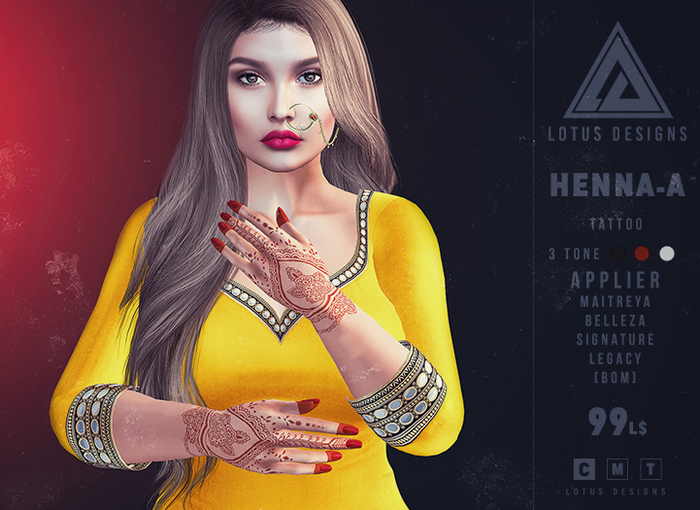 Second Life Marketplace Ld Tattoo Henna A Box