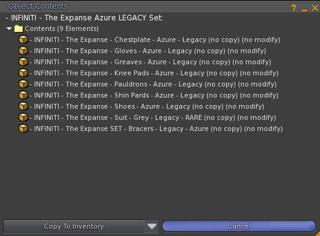 Second Life Marketplace - - INFINITI - The Expanse Azure LEGACY Set