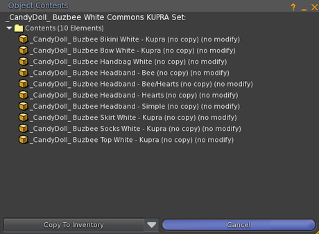 Second Life Marketplace - _CandyDoll_ Buzbee White Commons KUPRA Set