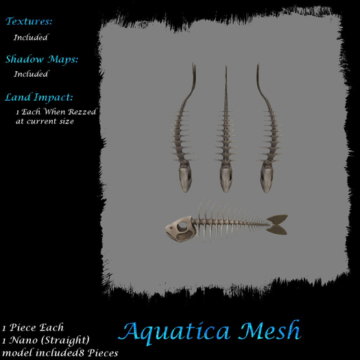 Second Life Marketplace - Aquatica Mesh - AM024859 Skelly Fish Set