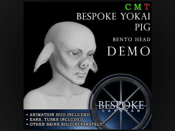 Second Life Marketplace - BeSpoke - Yokai Pig - Bento Head Demo