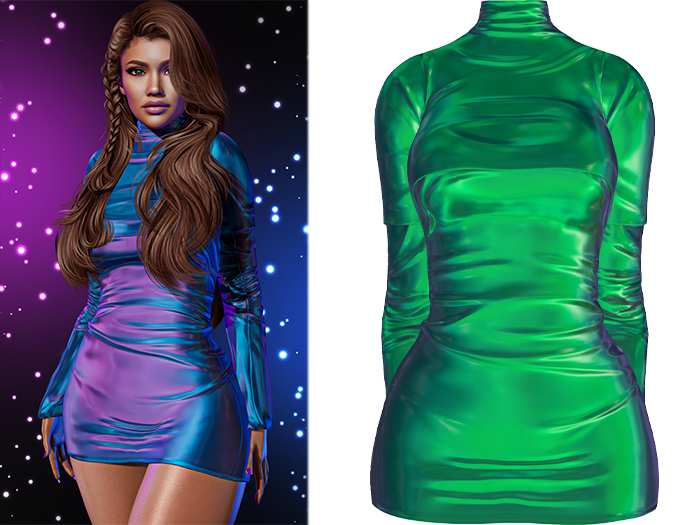 Second Life Marketplace - Monica Long Sleeve Layered Dress [Holo Alien ...