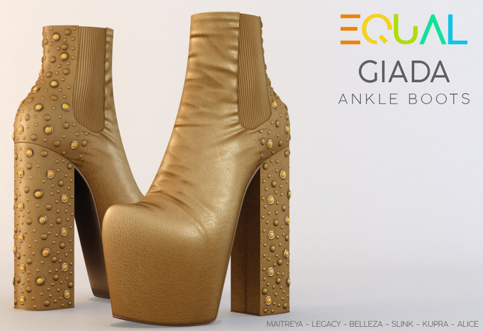 Second Life Marketplace - EQUAL - Giada Ankle Boots CARAMEL