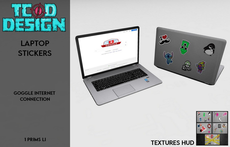Second Life Marketplace - Laptop ~ Google Internet (Hud 5 Stickers) ~ Mesh