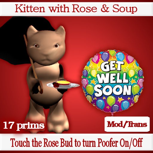 Second Life Marketplace - Sculpted Kitten with Rose & Bowl of Soup "Get ...