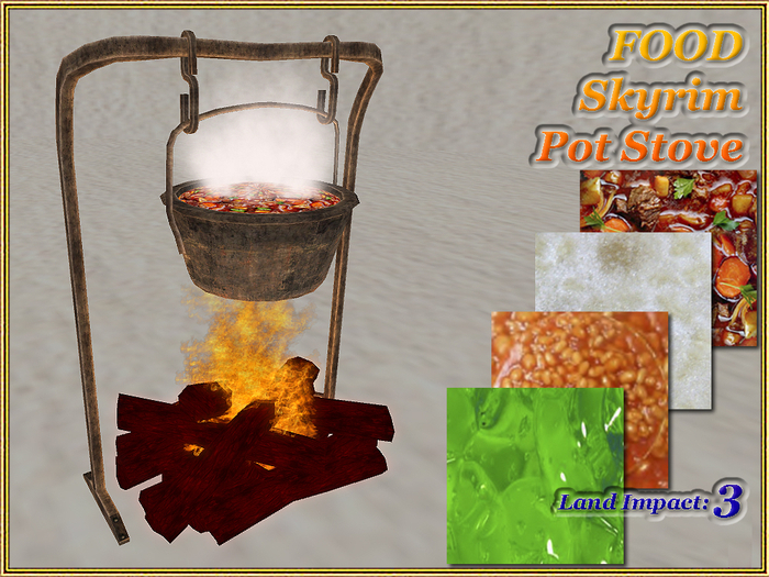 Second Life Marketplace - FOOD - Skyrim Pot Stove (3 LI) (Full perm)