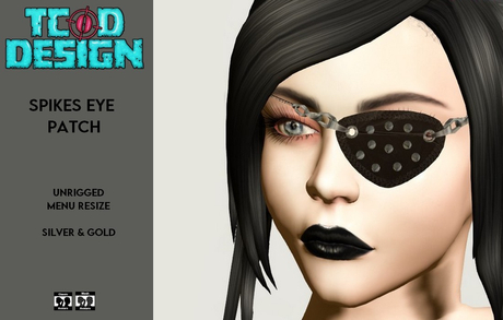 Second Life Marketplace - Spikes Eye Patch (Silver & Gold) ~Mesh