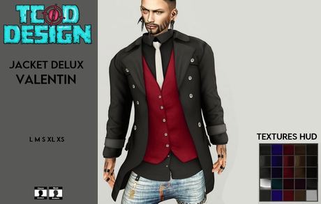 Second Life Marketplace - Jacket Delux ~ Valentin (Hud 25 textures) ~ Mesh