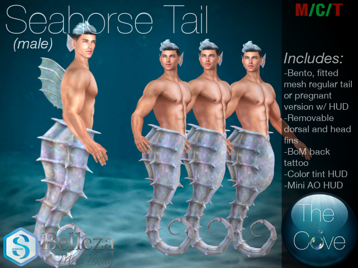 Second Life Marketplace - *The Cove* Seahorse Male Tail (Wear to unpack)