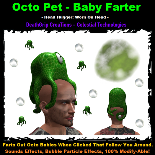 Second Life Marketplace - [D.G.C.] - Octo Pet Baby Farter - Head Hugger ...