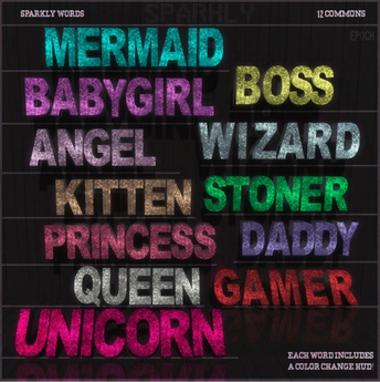 Second Life Marketplace - .epoch. [open me] sparkly words babygirl