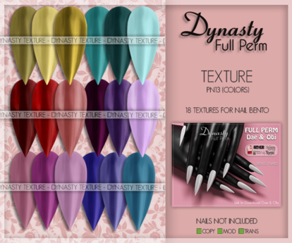 Second Life Marketplace - Dynasty TEXTURE - PN13 (COLORS)