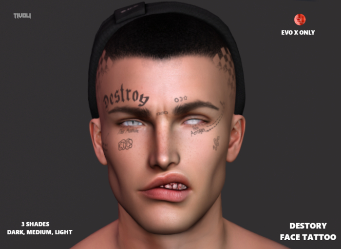 Second Life Marketplace - -Tivoli inc - Destroy face tattoo ( Lelutka ...