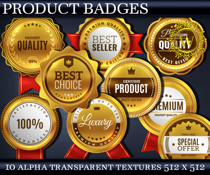 Second Life Marketplace - Product Badges 9 Transparent Alpha Textures ...