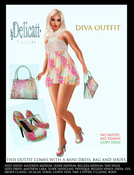 Second Life Marketplace - Delicatt Couture - Diva Outfit 3 - august 2021