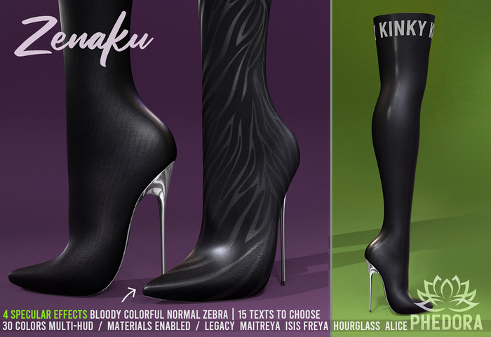 Second Life Marketplace - Phedora ~ Zenaku Boots ~ 30 Colors Fatpack ...