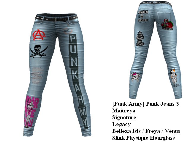 Second Life Marketplace - [Punk Army] Punk Jeans 3 Blue Skinny