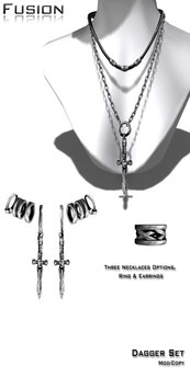 Second Life Marketplace - :Fusion: Dagger Necklace, Earrings & Ring set