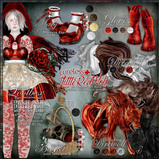 Second Life Marketplace - CURELESS [+] Little Red Wolf / Mary Janes / BROWN